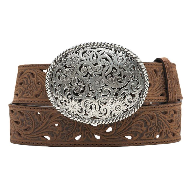 Tony Lama Women’s Brown Pierced Filigree Trophy Belt – Rodeo Western